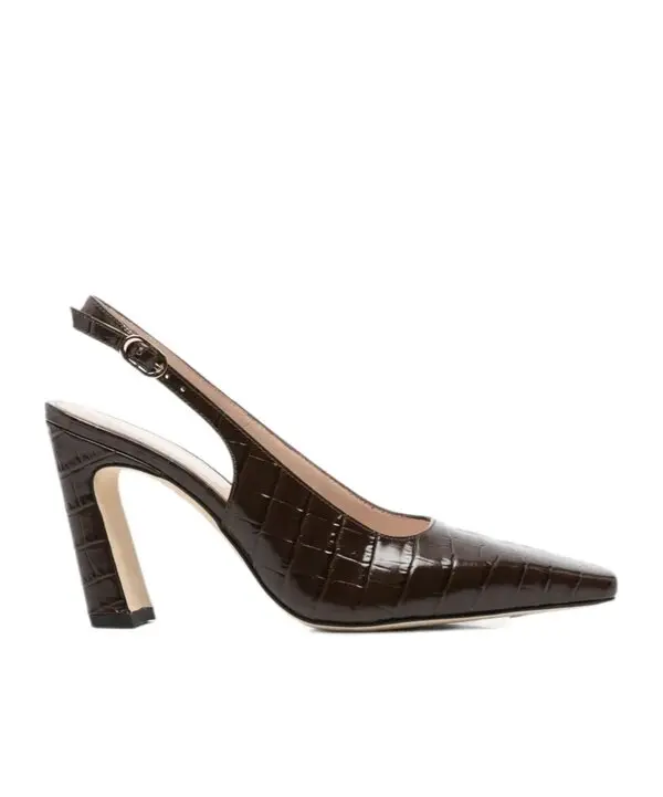 STUART WEITZMAN Croc-effect Slingback Pumps - Walnut