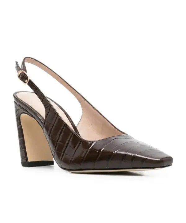 STUART WEITZMAN Croc-effect Slingback Pumps