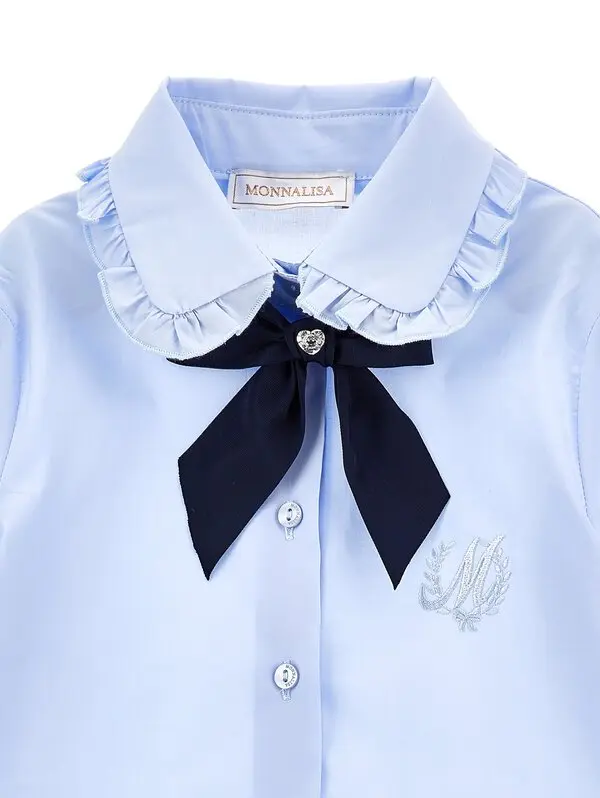 Monnalisa Ruffled-collar Bow-detail Shirt