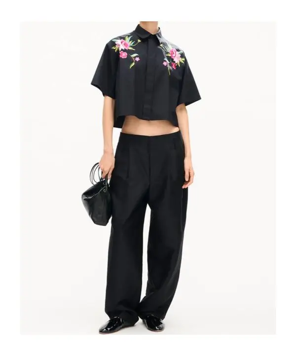 Kenzo Tailored Pleated Loose Pants In Wool And Silk