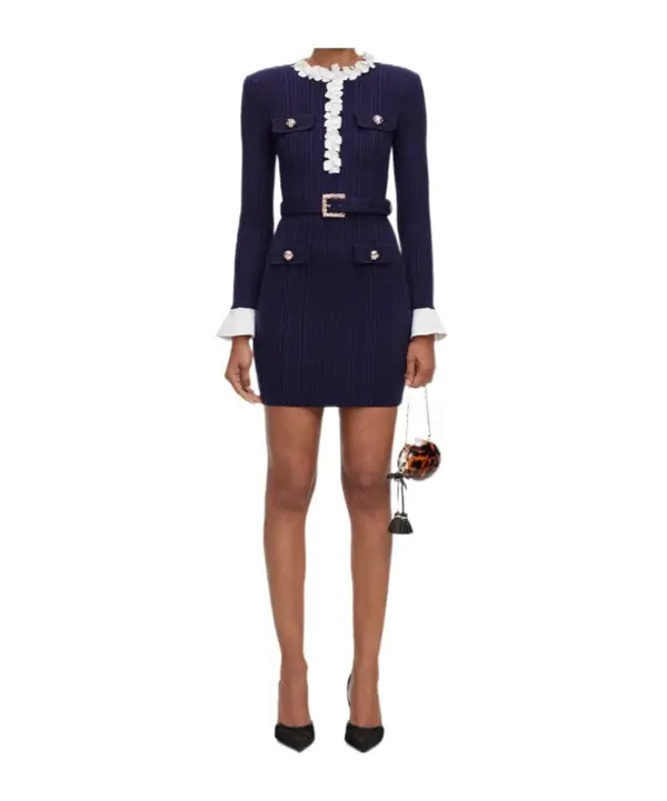 SELF-PORTRAIT Flower Detailed Knitted Mini Dress