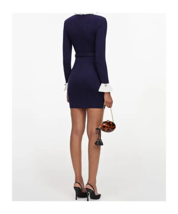 SELF-PORTRAIT Flower Detailed Knitted Mini Dress