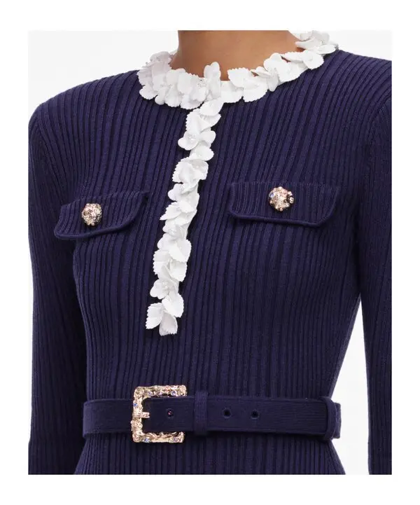 SELF-PORTRAIT Flower Detailed Knitted Mini Dress