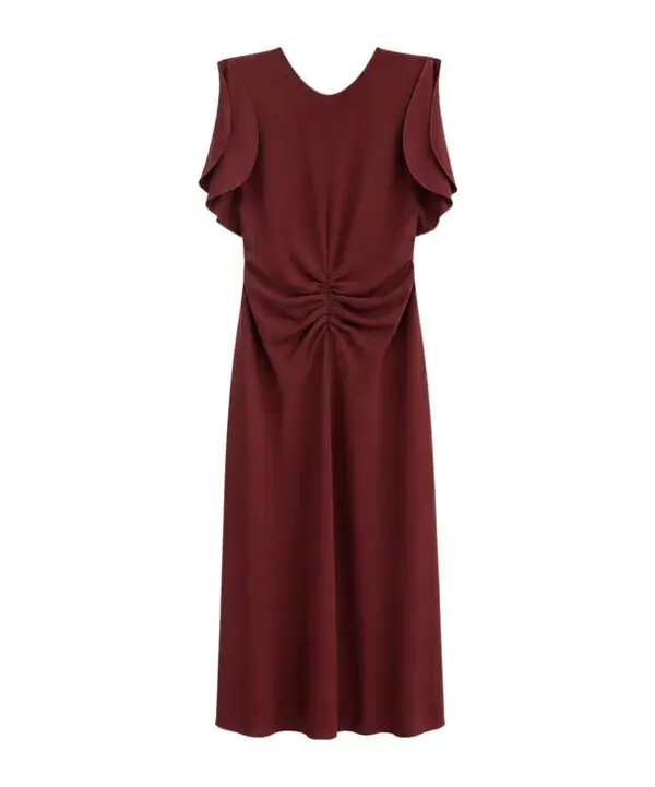 Victoria Beckham Bela Gathered Midi Dress - Burgundy