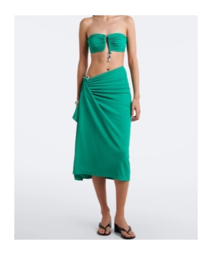 Christopher Esber Crystal Pendant Jersey Midi Skirt