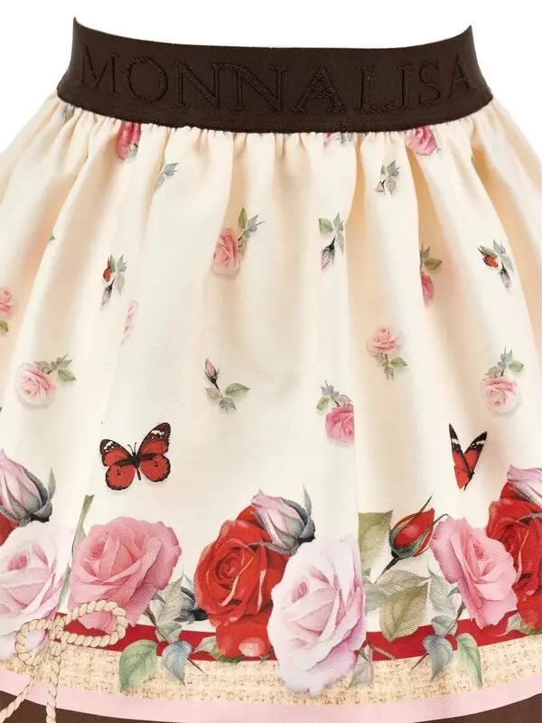 Monnalisa Floral Butterfly Print Skirt