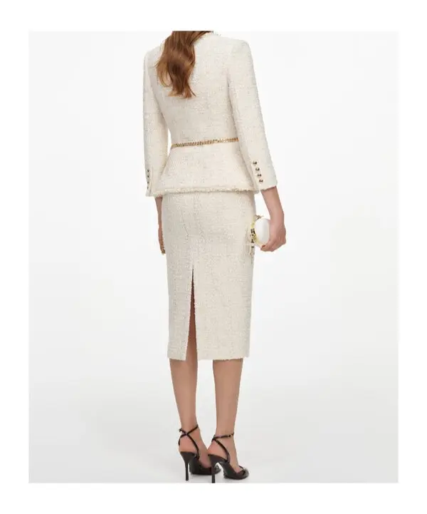 SELF-PORTRAIT Boucle Tailored Chain Midi Dress