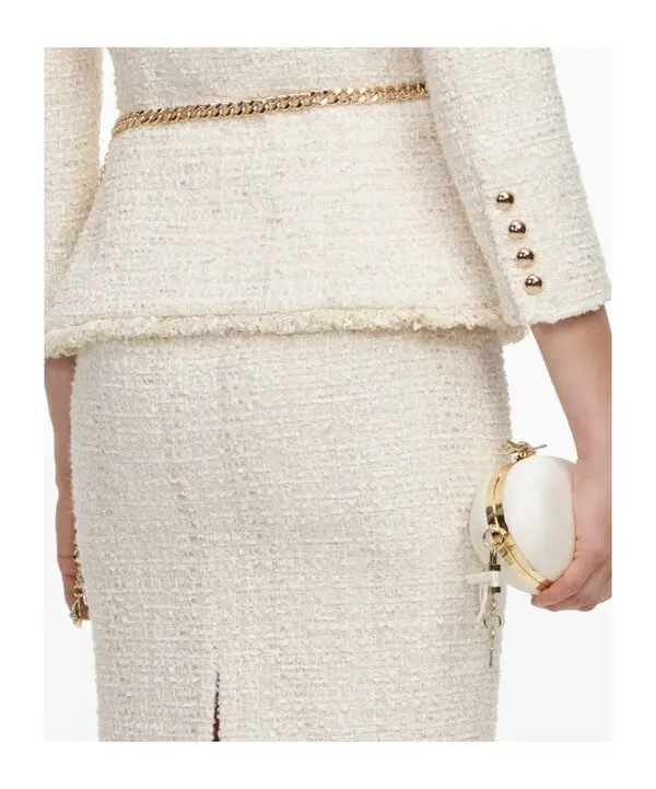 SELF-PORTRAIT Boucle Tailored Chain Midi Dress