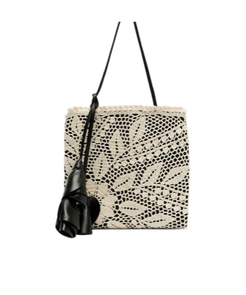 Magda Butrym Julia Small Crochet Leather-trimmed Tote Bag - Black