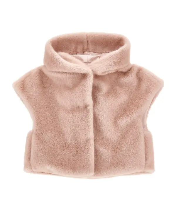 Monnalisa Hooded Faux-fur Gilet - Nude