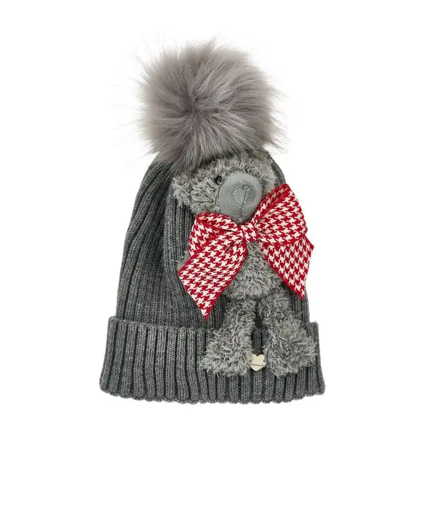 Monnalisa Pom-pom Teddy-bear Beanie Hat