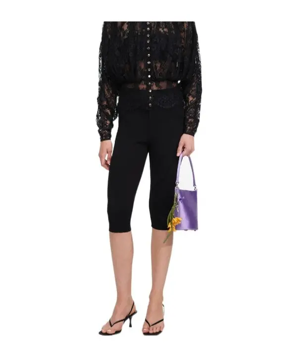 SELF-PORTRAIT Capri Knit Leggings - Black