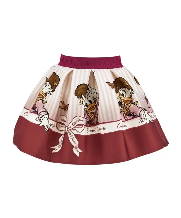 Monnalisa Graphic-print Box-pleat Skirt - Red/white