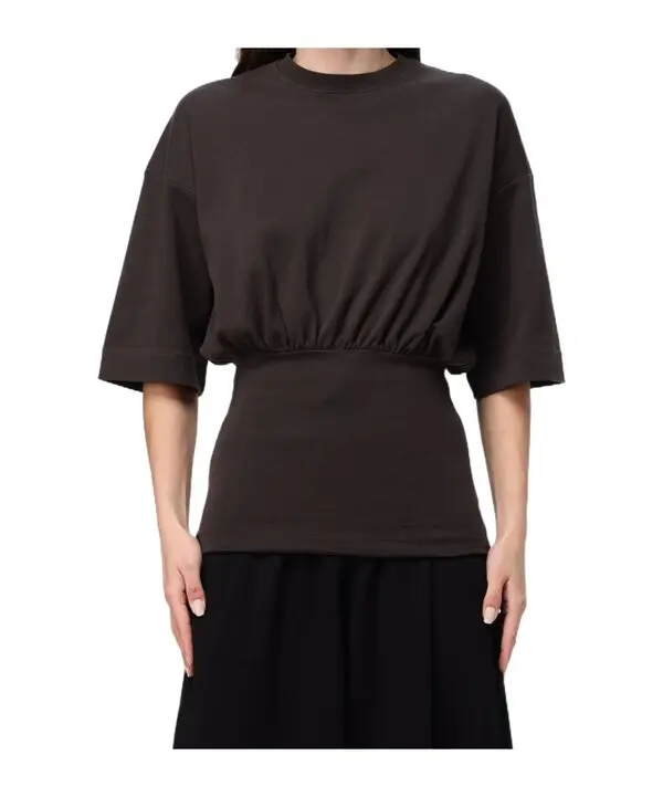 DARKPARK Pleated Waist Short-sleeved T-shirt - Brown