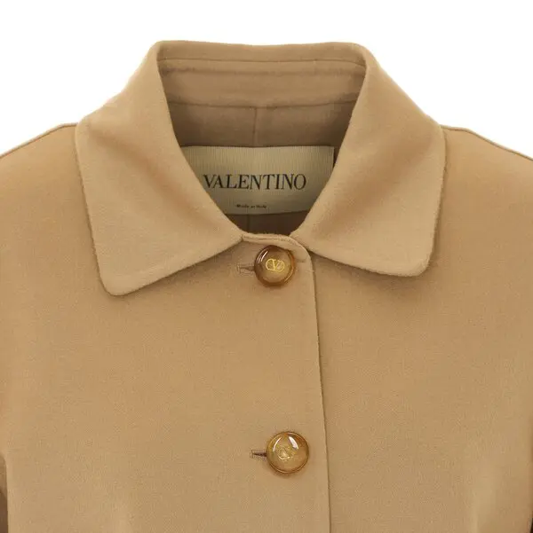 Valentino Garavani Logo-embellished Patch-pocket Coat - Beige