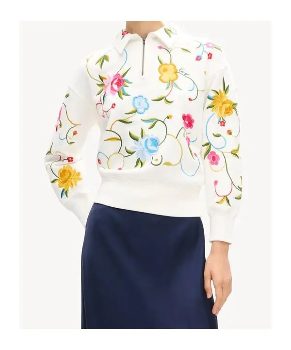 Kenzo Wildflower' Embroidered Half Zip Sweatshirt In Cotton