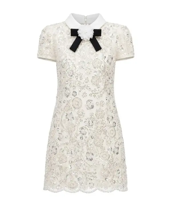 SELF-PORTRAIT Embellished Collar Mini Dress