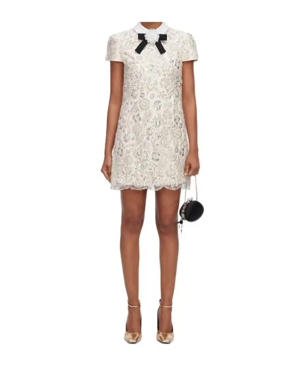 SELF-PORTRAIT Embellished Collar Mini Dress