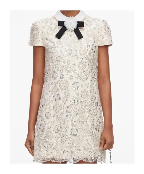SELF-PORTRAIT Embellished Collar Mini Dress