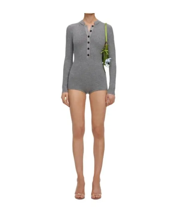 SELF-PORTRAIT Button Knit Playsuit