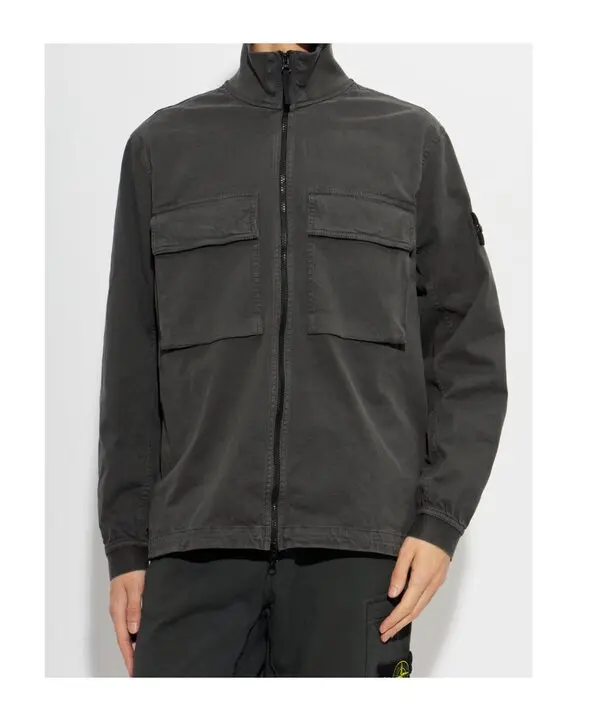 Stone Island Logo-patch Zip-up Shirt Jacket
