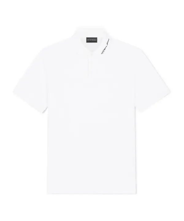 Emporio Armani Piqué Polo With Embroidered Logo - White