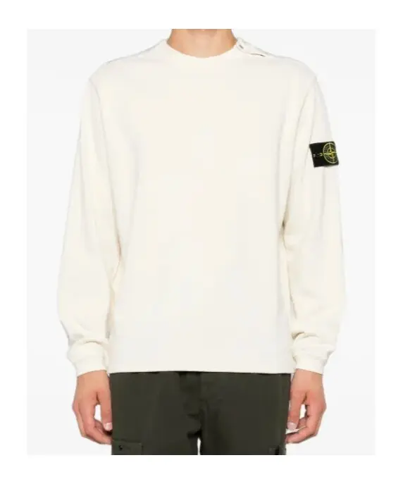 Stone Island Logo Patch Long Sleeve Sweater - Ivory
