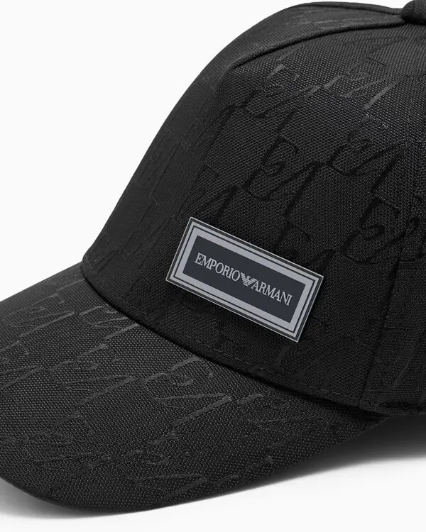 Emporio Armani Baseball Hat With An Embossed Logo Pattern And A Patch