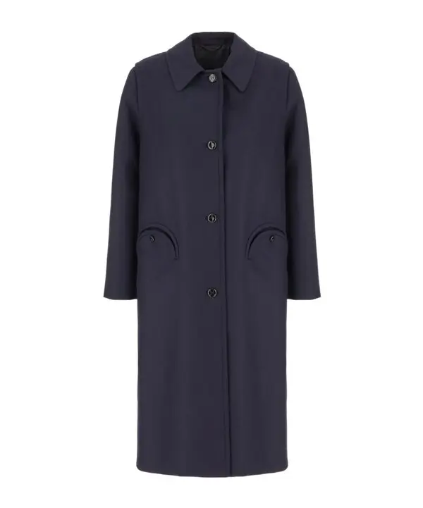 BLAZÉ MILANO Virgin Wool Smiley Pocket Coat - Blue