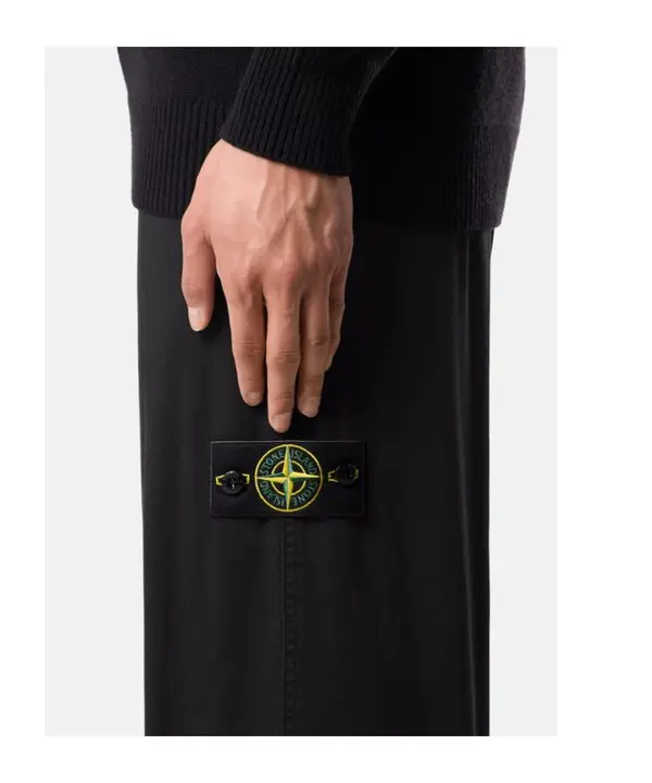 Stone Island Regular-fit Chino Trousers With Snap-flap Pocket - Black