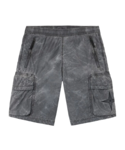 Stone Island Loose-wide-leg-fit Bermuda Shorts With Iridescent Effect - Black