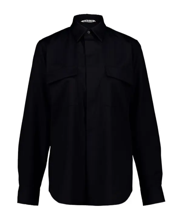Auralee Flap-pocket Wool Shirt - Black