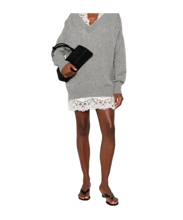 Ermanno Scervino Lace-trimmed V-neck Mini Dress