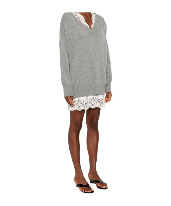 Ermanno Scervino Lace-trimmed V-neck Mini Dress