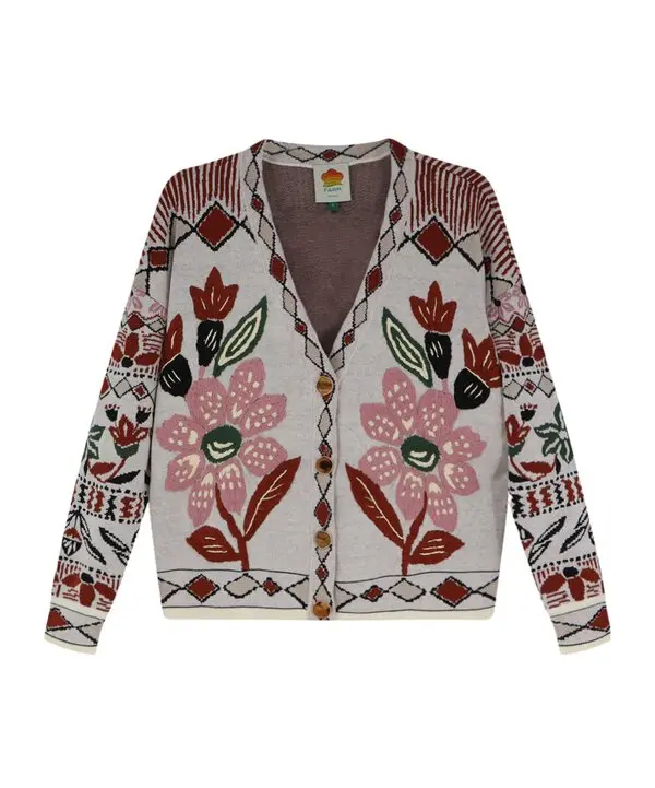 Farm Rio Floral Embroidered Cardigan