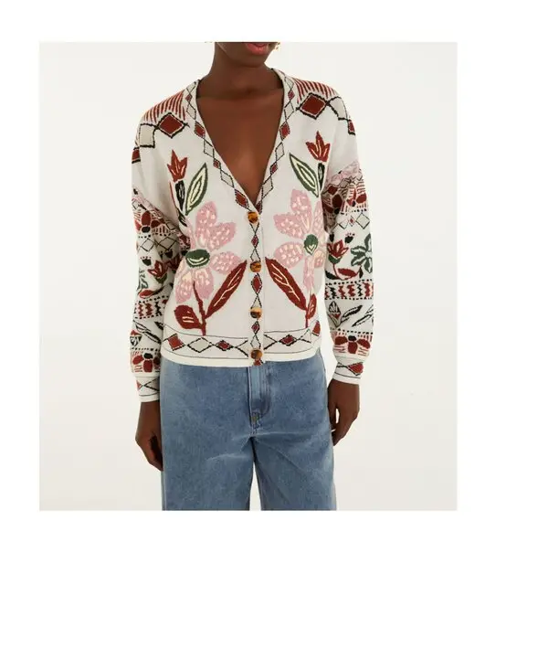 Farm Rio Floral Embroidered Cardigan