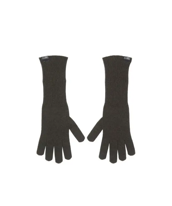 MAISON MARGIELA Ribbed-knit Wool-blend Gloves - Khaki