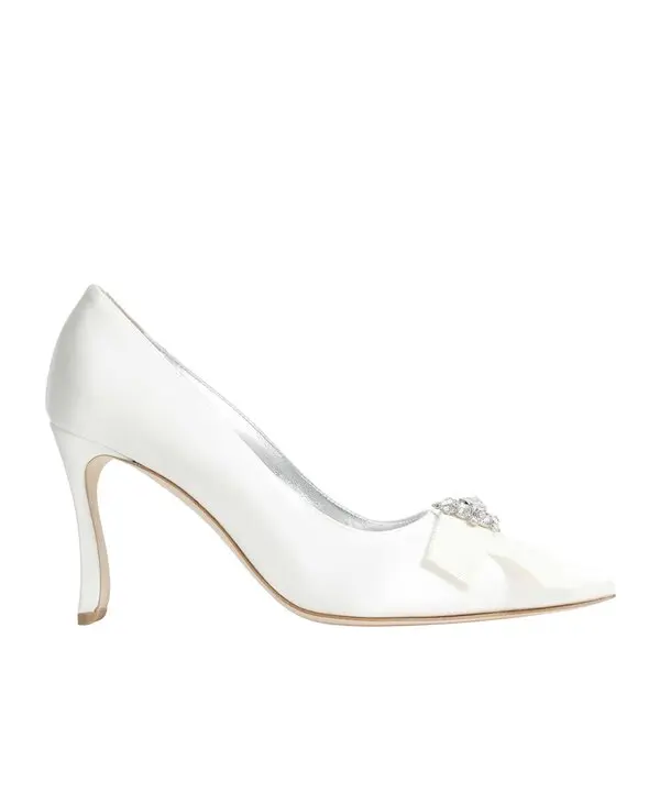 Manolo Blahnik Pointed-toe High-heeled Boots - White
