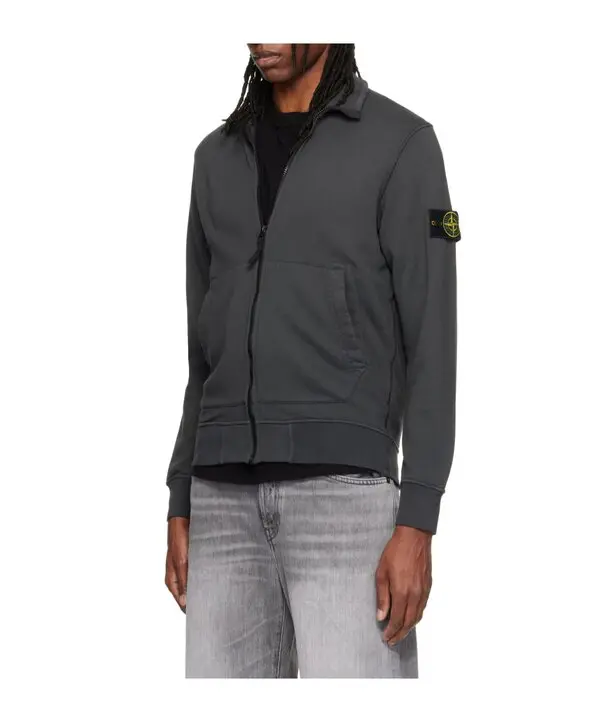 Stone Island Mock Neck Zip-up Sweatshirt