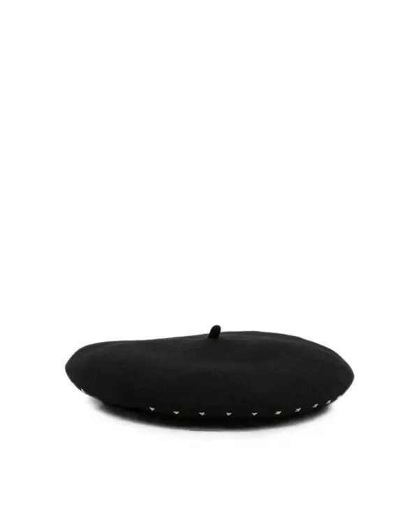 Emporio Armani Studded Logo-embroidered Wool Beret