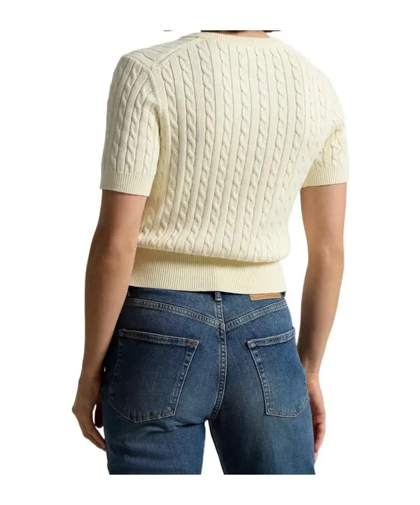 Polo Ralph Lauren Cable-knit Short-sleeve Henley Sweater - No