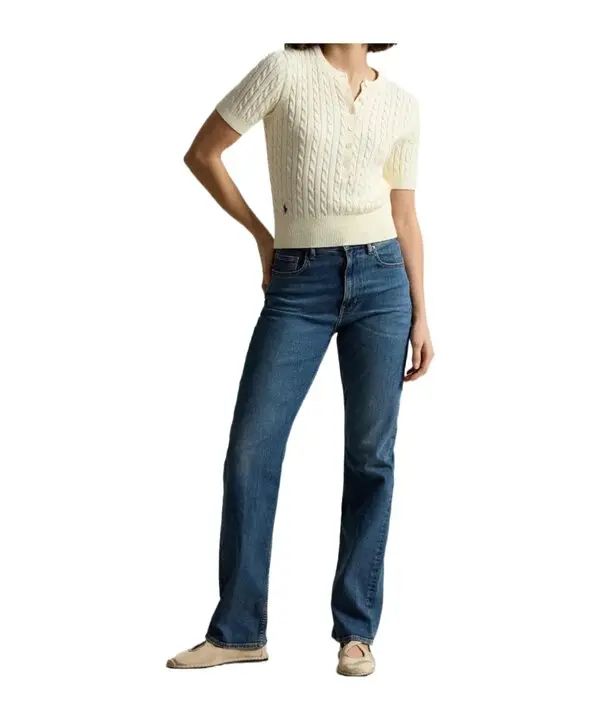 Polo Ralph Lauren Cable-knit Short-sleeve Henley Sweater - No