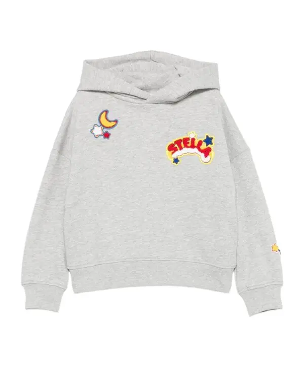 Stella McCartney Logo-patch Graphic-print Hoodie - Grey