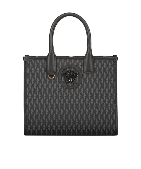 Versace Small V Allover La Medusa Tote Bag - Black