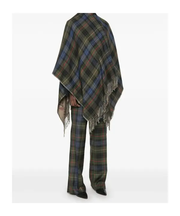 Etro Tartan Fringed Poncho