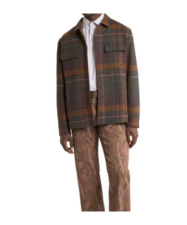 Etro Shacket In Cashmere And Wool Madras
