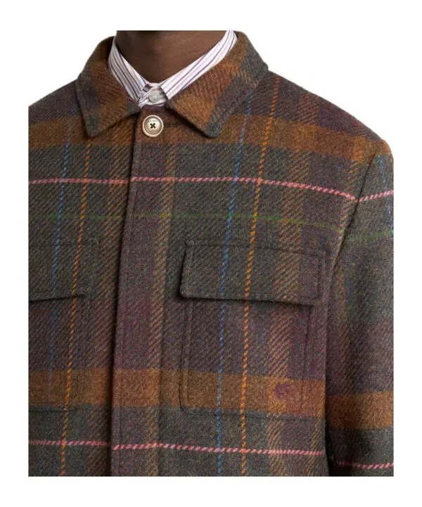 Etro Shacket In Cashmere And Wool Madras