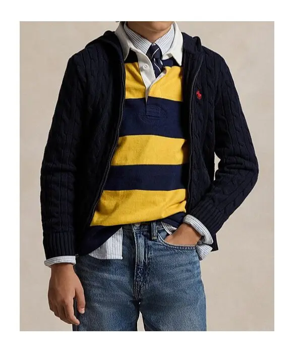 Polo Ralph Lauren Embroidered Hooded Knitted Cardigan