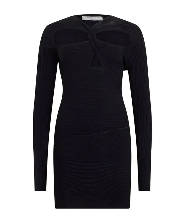 Philosophy Di Lorenzo Serafini Cut-out Ribbed Minidress - Black