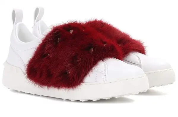 Valentino Garavani Fur Round-head Casual Sneakers